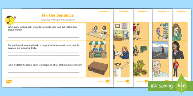 UKS2 Fix the Sentence Activity Mat Pack (teacher made)