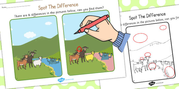 The Three Billy Goats Gruff Spot the Difference Activity - goats