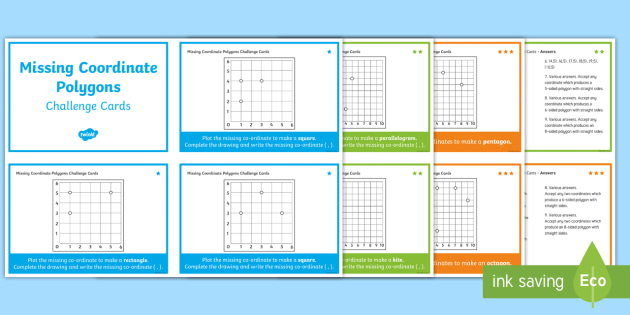 Missing Coordinate Polygons Differentiated Challenge Cards