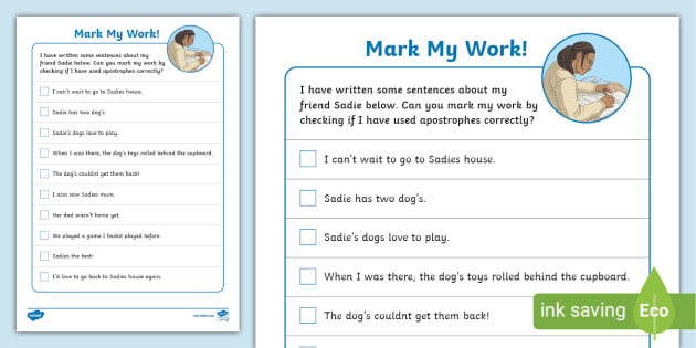 Mark My Work! Apostrophes Activity (teacher made)
