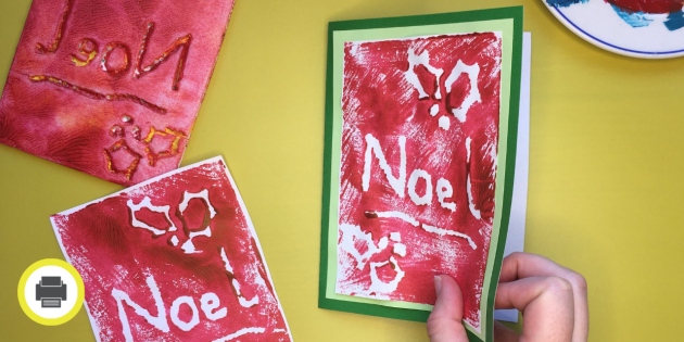 Christmas Card Craft Activity Relief Printing - Christmas Art