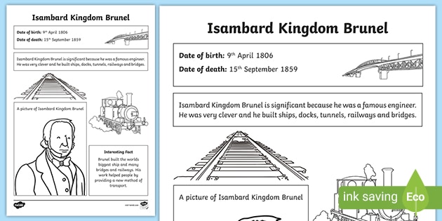 KS2 Isambard Kingdom Brunel Fact File - Twinkl - History