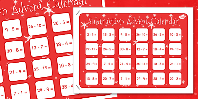 Subtraction Advent Calendar