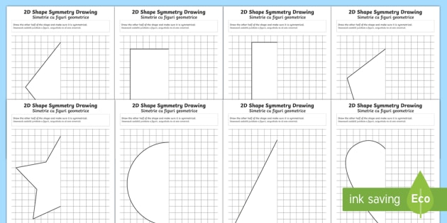 2D Shape Symmetry Drawing Activity English/Romanian
