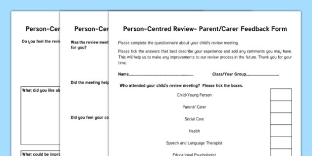 Person-Centered Review Parent Feedback Form (Teacher-Made)