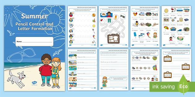 Summer Pencil Control & Letter Formation Handwriting Activity Booklet