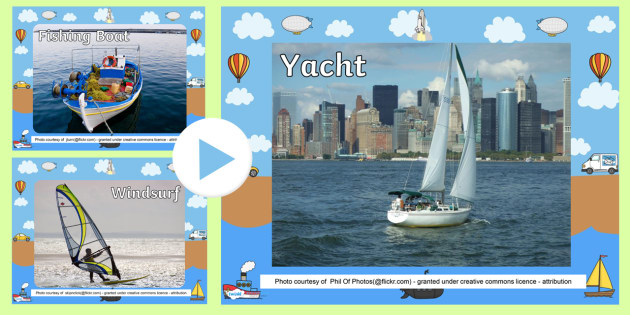 Sea Boats Transport Photo PowerPoint (teacher made)