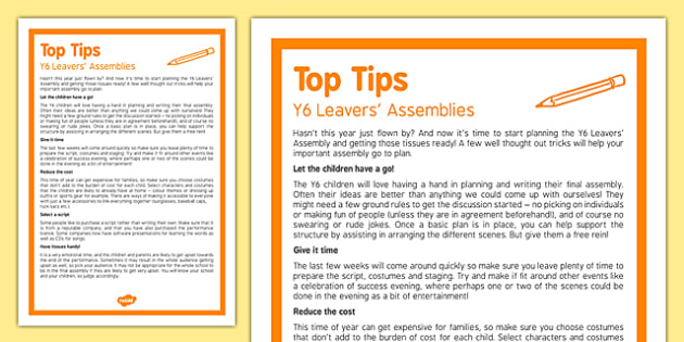 Year 6 Leavers' Assembly Ideas and Tips | Twinkl