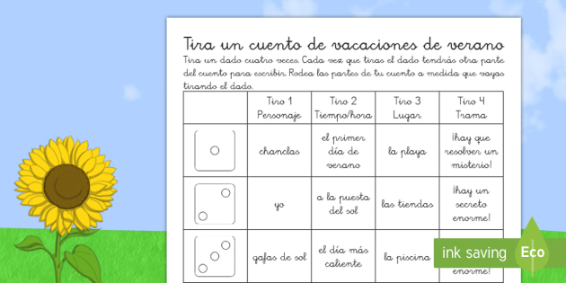 Ficha de actividad: Tira un cuento - Verano (teacher made)