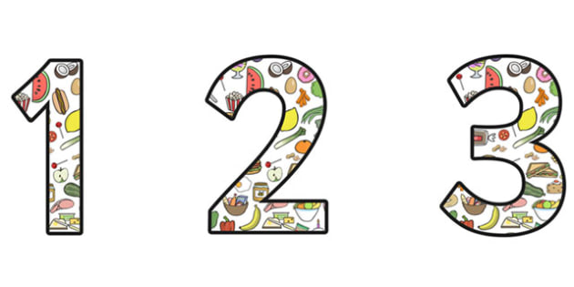 Food Themed Display Numbers (2 per A4) - food numbers, food themed numbers
