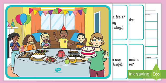 Birthday Party Scene Blanks Level 3 Questions (teacher made)