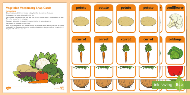 Vegetable Vocabulary Snap Cards (teacher made)