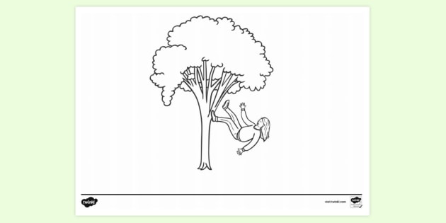 FREE! - Girl Falling Out of Tree Colouring Sheet | Colouring Sheets