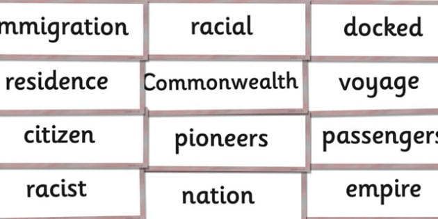The Windrush Vocabulary Cards