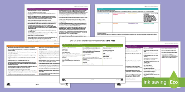 EYFS Sand Area Core Continuous Provision Plan (Ages 3-5)