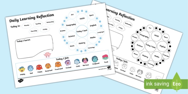 K-2 Daily Learning Reflection Log (teacher made)