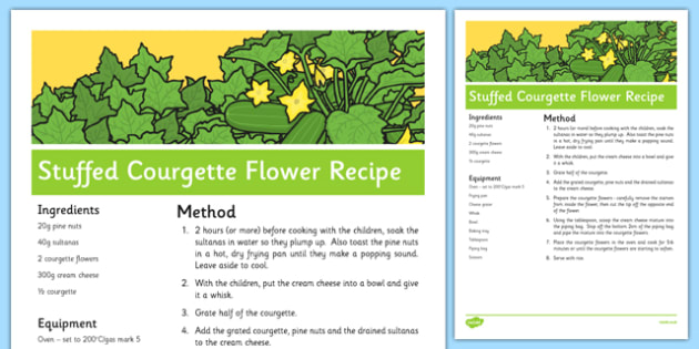 Stuffed Courgette Flower Recipe (teacher made)