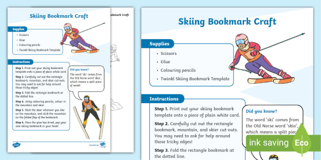 FREE! - Skiing Bookmark Craft Activity (Teacher-Made)