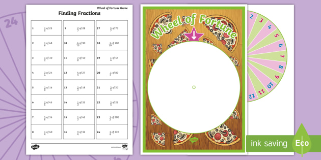 Spin the Wheel - Finding Fractions - Second Level Maths