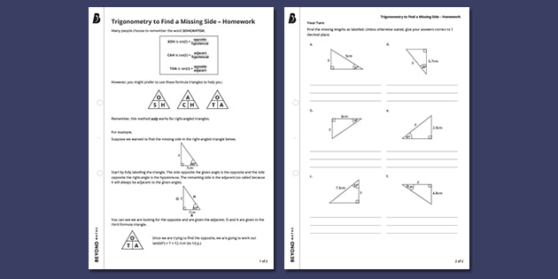 Trigonometry Missing Sides Homework | KS4 Maths | Beyond