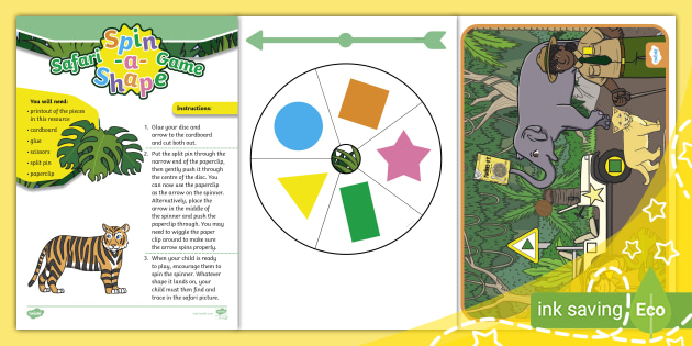 Safari Spin-a-Shape Game (teacher made)