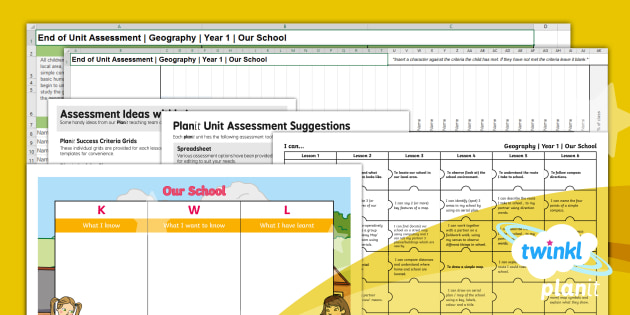 Geography: Our School Year 1 Unit Assessment Pack