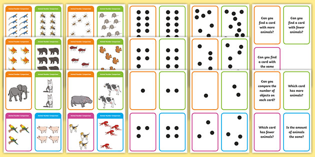 👉 Comparing Groups Animal Number Cards