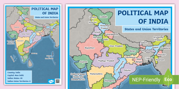 KS2 Labelled Political Map of India
