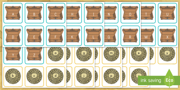 Pirate Treasure Chest Alphabet Matching Cards - pre-k literacy ...