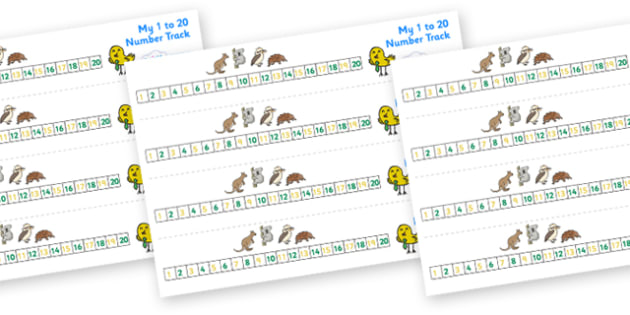 Australian Animal Number Track (1-20) (teacher made)