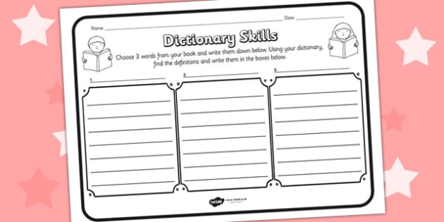 Dictionary Skills Worksheet - ESL Dictionary Skills