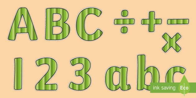 Green Striped Themed Display Lettering (teacher made)