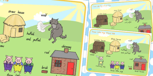 The Three Little Pigs Scene Word Mat (teacher made)