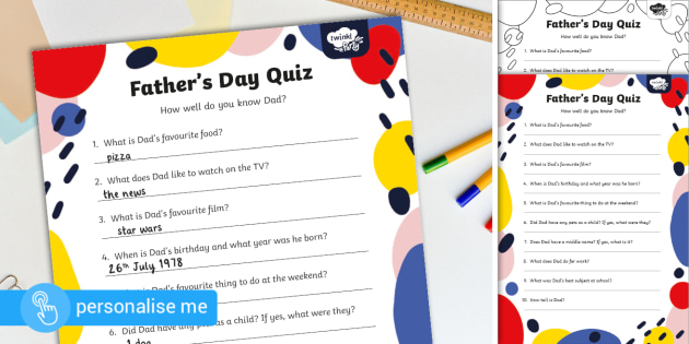 Editable Father's Day Quiz | Twinkl Party (Teacher-Made)