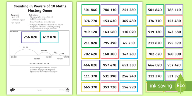 Year 5 Counting in Powers of 10 Place Value Maths Mastery Game