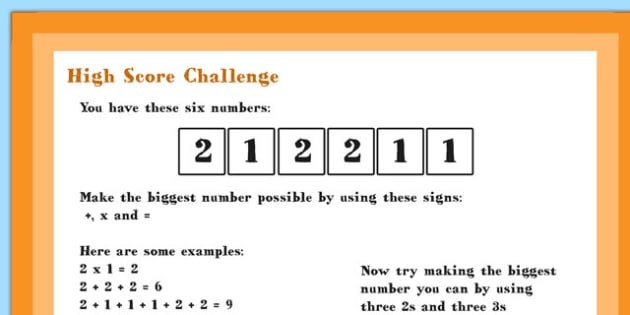 A4 KS1 High Score Maths Challenge Poster (teacher made)