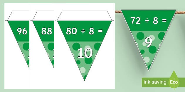 8 Times Table Division Facts Display Bunting (teacher made)