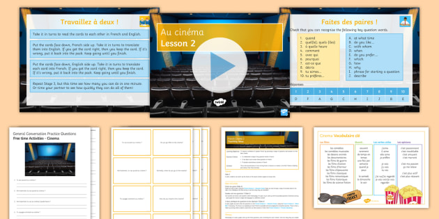 Au cinéma Lesson 2 French (teacher made)