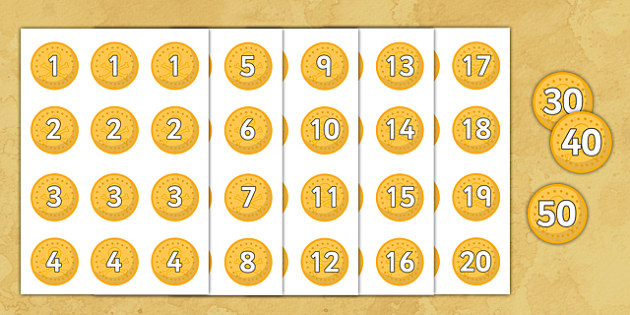 FREE! - Numbered Pirate Coin Cut-Outs - Pirate, Pirates, Topic, Word