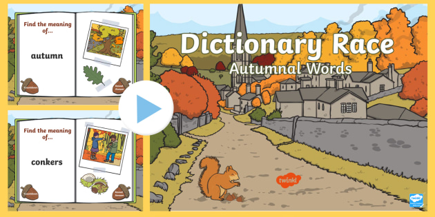 Autumn Dictionary Race PowerPoint Game (teacher made)