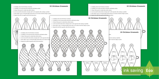 3D Christmas Ornament Craft Activity