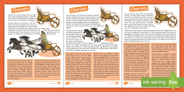 Chariots Differentiated Reading Comprehension (teacher made)