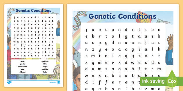 Genetic Conditions Word Search | Teacher Resources | Aus