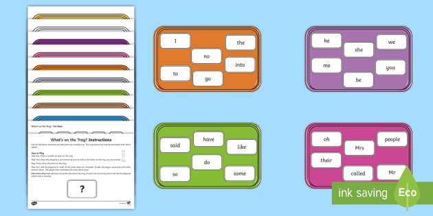 What\'s on the Tray? Phase 2 to 5 Tricky Words Memory Activity Pack