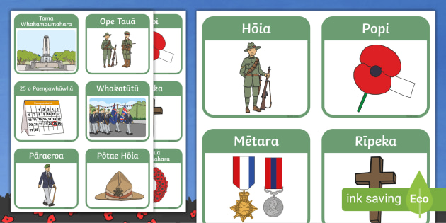 Anzac Flashcards (Te Reo Māori) (teacher made)