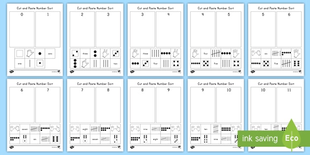 Number Sort Cut and Paste Activity Pack (teacher made)