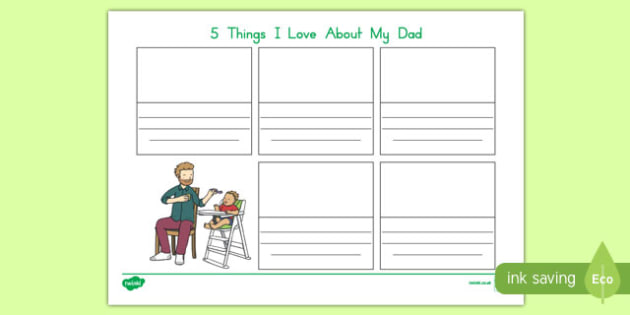 Australia Father's Day 5 Things I love about my Dad Worksheet
