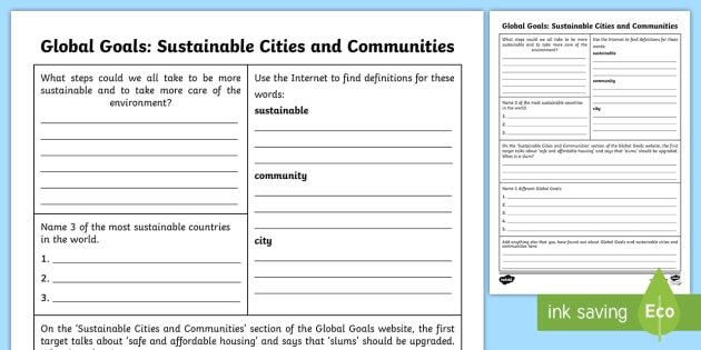Global Goals Sustainable Cities and Communities Fact File Research Activity