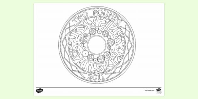 Two Pound Coin Colouring Sheet
