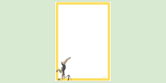FREE! - Simple Blank Gymnast on Horizontal Bar Page Border | Twinkl